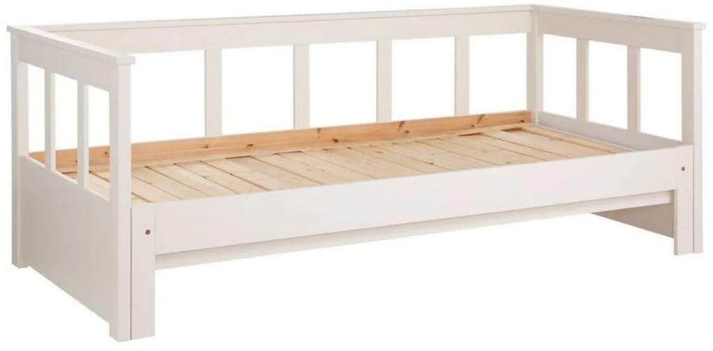 Bílá borovicová rozkládací postel Vipack Pino Captain 90/180 x 200 cm