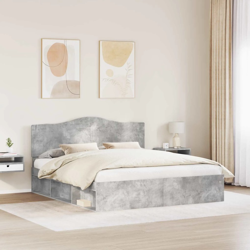Rám postele s čelo Beton 180 x 200 cm Masivní borové dřevo 3413275