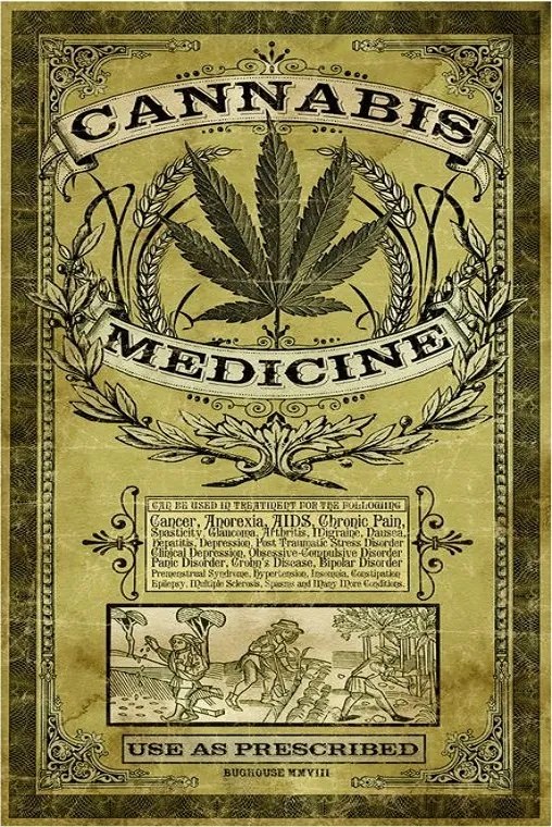 Plechová cedule Cannabis Medicine Velikost: A5 (20 x 15 cm)