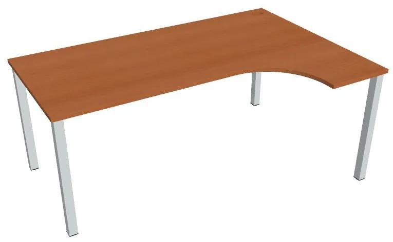 Stůl ergo oblouk levý 180×120/80 cm - Hobis Uni UE 1800 L Dekor stolové desky: třešeň, Barva nohou: Stříbrná