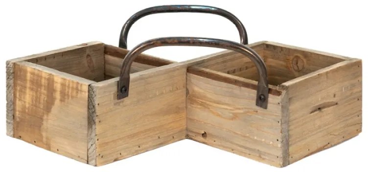 Dřevěný dekorační box s kovovými uchy – 38x22x9 cm