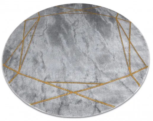 Dywany Łuszczów, Kusový koberec Emerald 1022 grey and gold kruh, 200x200 (průměr) kruh, šedá, chodba / předsíň