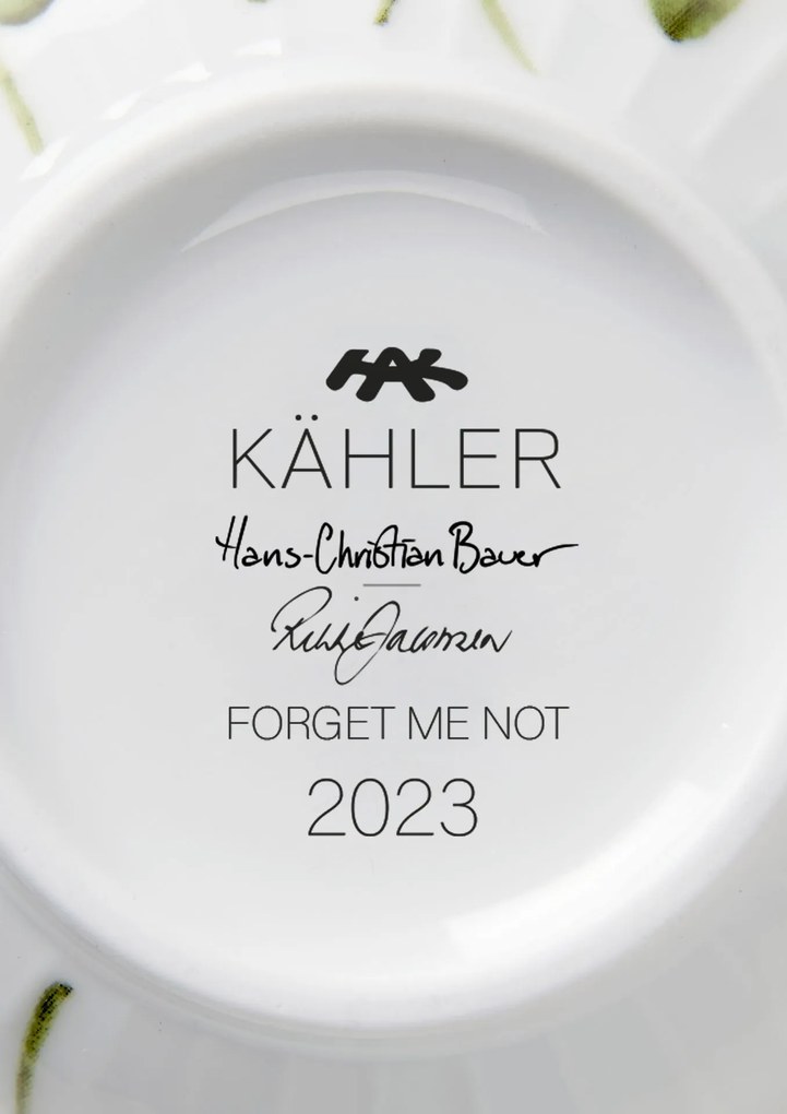 KÄHLER Porcelánový hrnek Hammershøi Summer Forget me not, modrá barva, zelená barva, bílá barva, porcelán