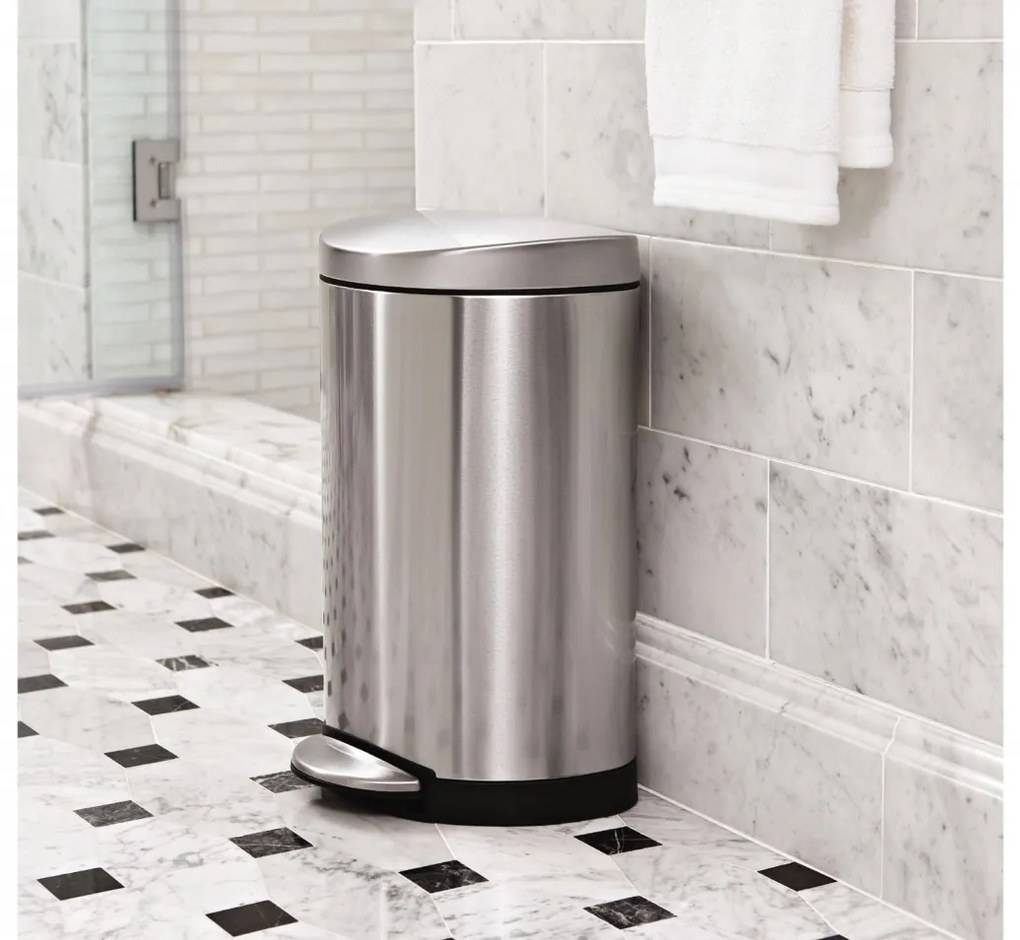 Simplehuman pedálový odpadkový koš 10L,půlkulatý,matná nerez,CW1833