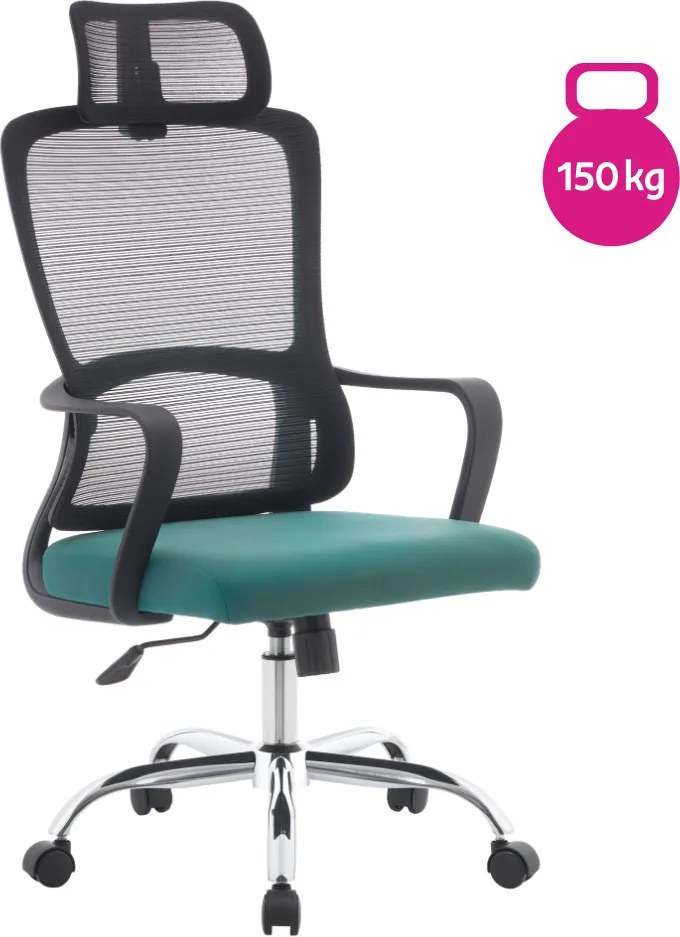 Ergonomická kancelářská židle SHIFT - černá síťovina / zelená látka / nosnost 150 kg