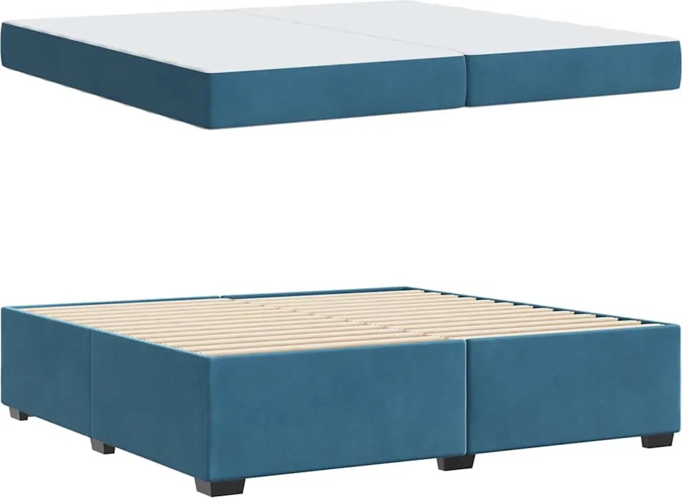 Rám postele s matrací Tmavě modrá 200 x 200 cm textil 3399312