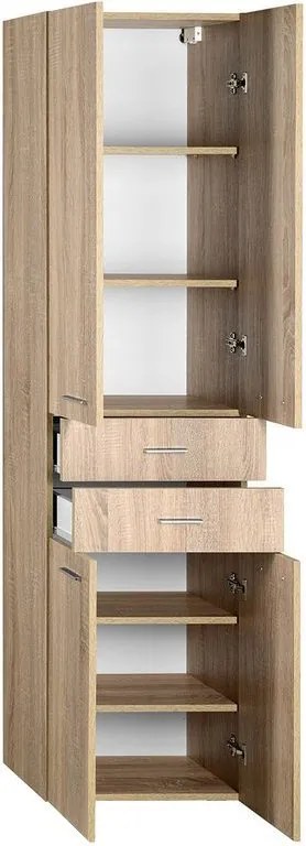 Aqualine Aqualine, ZOJA/KERAMIA FRESH skříňka vysoká 50x184x29cm, dub platin, zásuvky, 51296