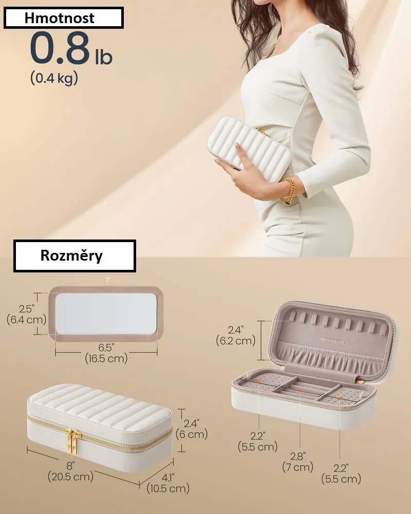 Songmics Cestovní organizér na šperky velký JBC180W01