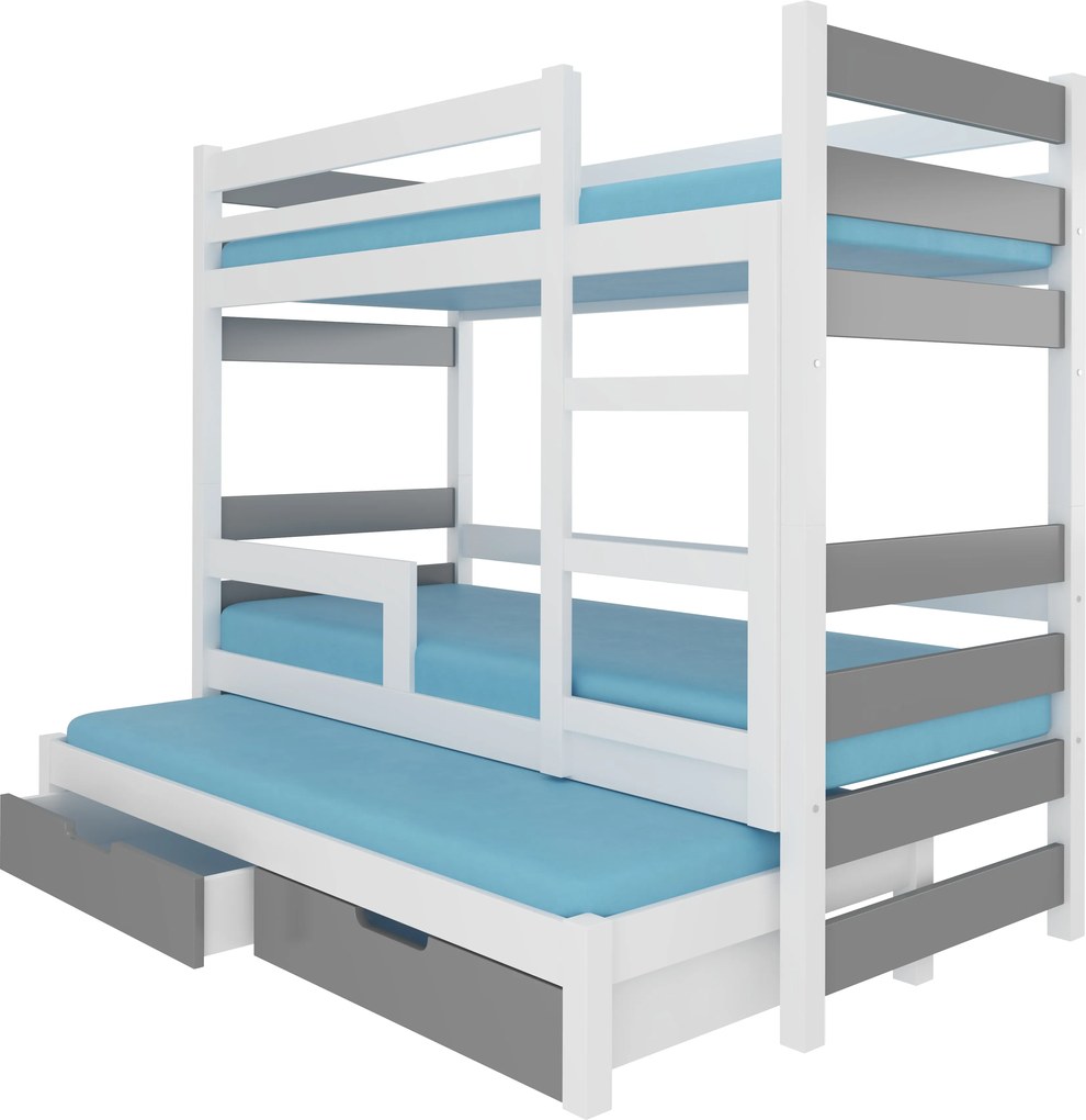 ADRK Furniture Patrová postel pro tři osoby s matracemi KARLO CH-Kar-W+G-E1074