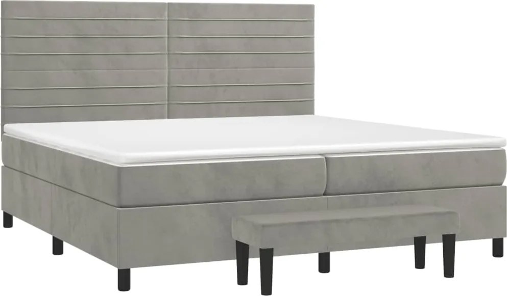 Box spring postel s matrací světle šedá 200x200 cm samet 3137923