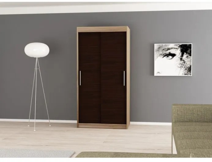 Prostorná skříň s posuvnými dveřmi v šířce 100 cm TIMEA - dub sonoma / wenge