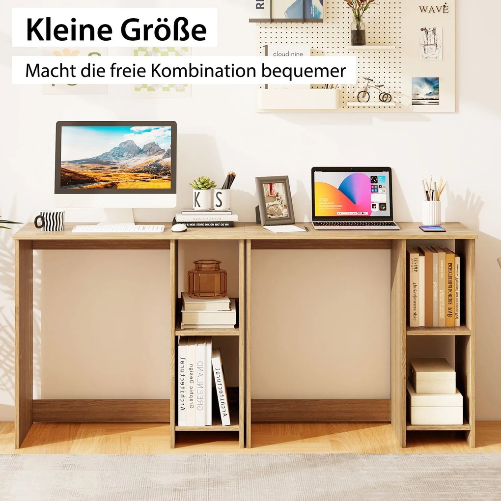 Costway Malý psací stůl s 2 přihrádkami – 80 × 40 × 74 cm, přírodní