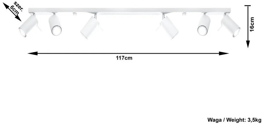 Bílé bodové svítidlo 8x120 cm Etna – Sollux