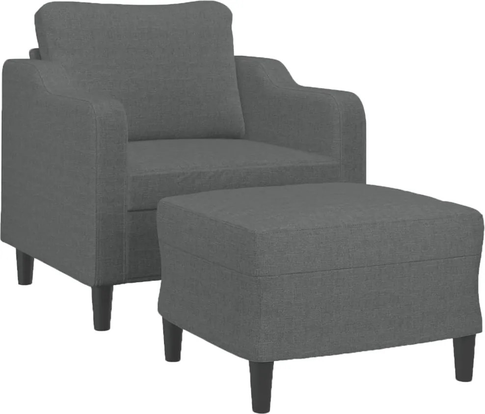 Křeslo s podnožkou tmavě šedé 60 cm textil 3201128