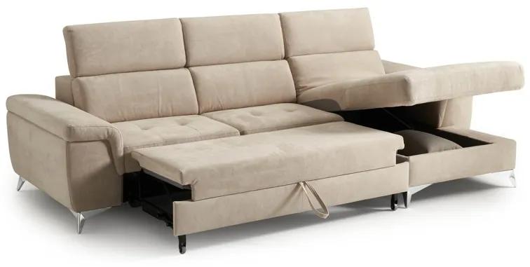 Pregio Italia sofa&relax Rozkládací pohovky Bright Provedení: 2 místná rozkládací + lehátko maxi s úložným prostorem, Vzorník látek: tekno fibra 08 mud