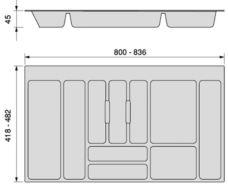 In-Design Příborník Optima 490 mm šedý - různé šířky Šířka příborníku (mm): 500 - 536