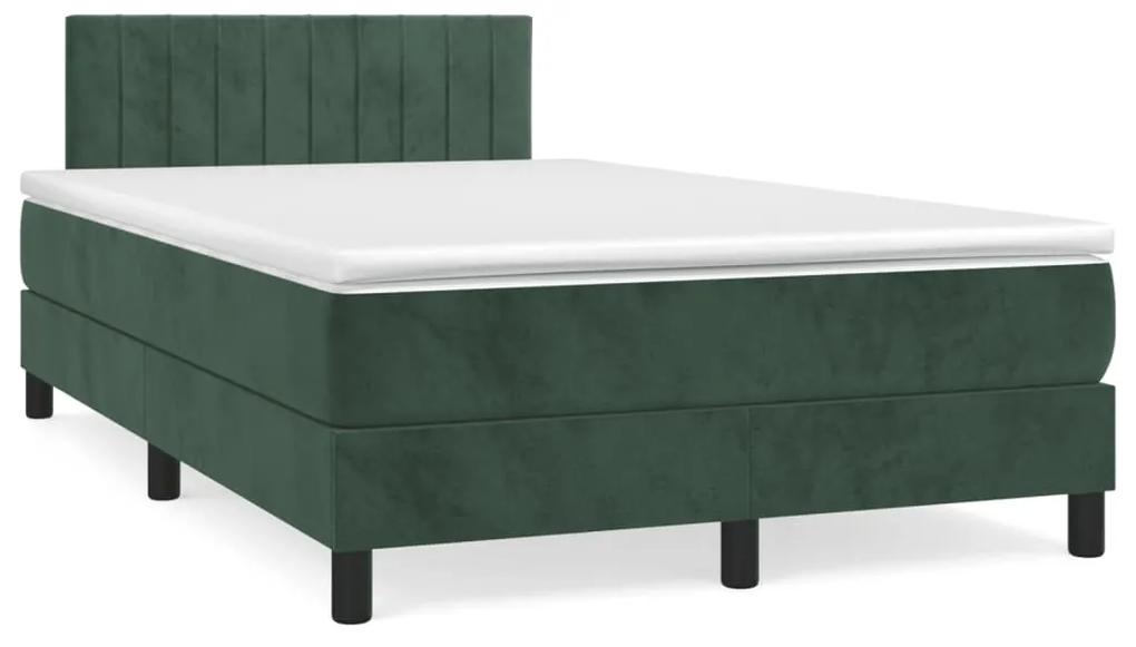 Box spring postel s matrací tmavě zelená 120x190 cm samet,  3269852