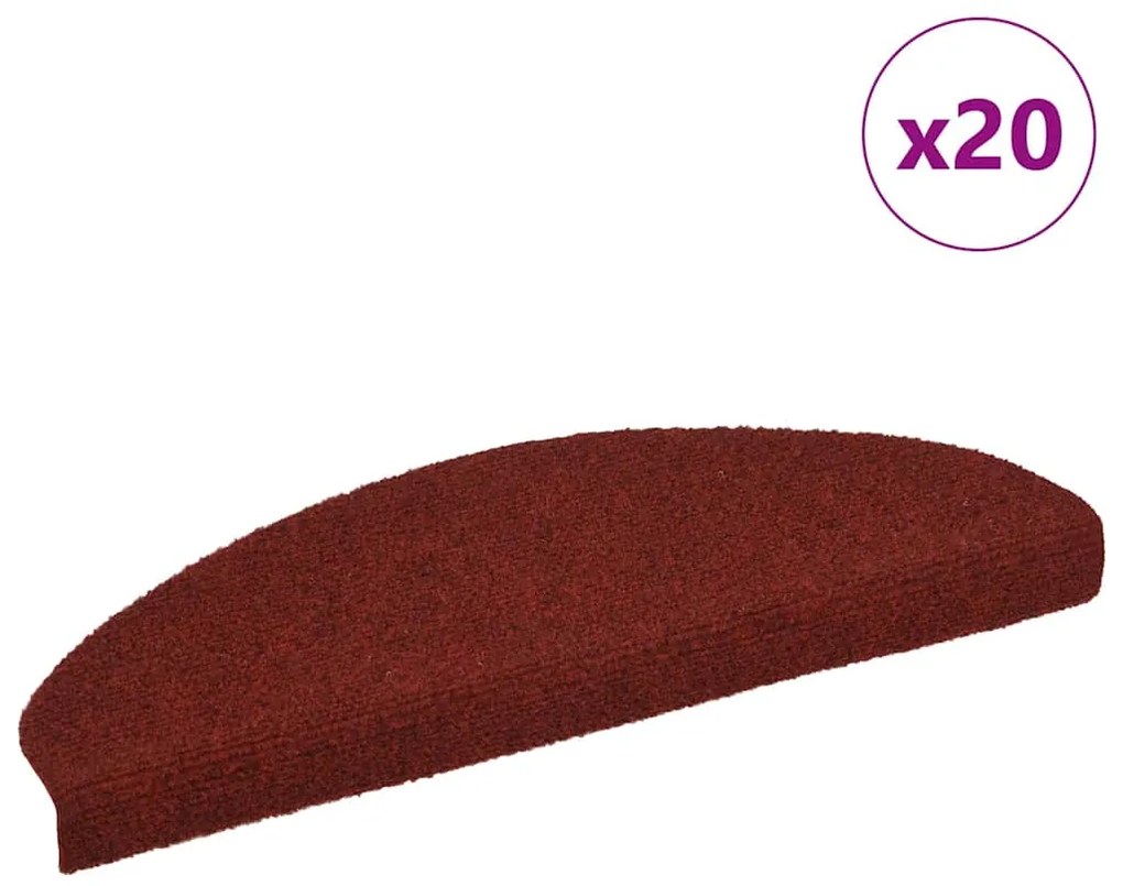 Schodové rohože samolepicí 20 ks 65 x 21 x 4 cm vínově červené půlkulaté velké 3365647