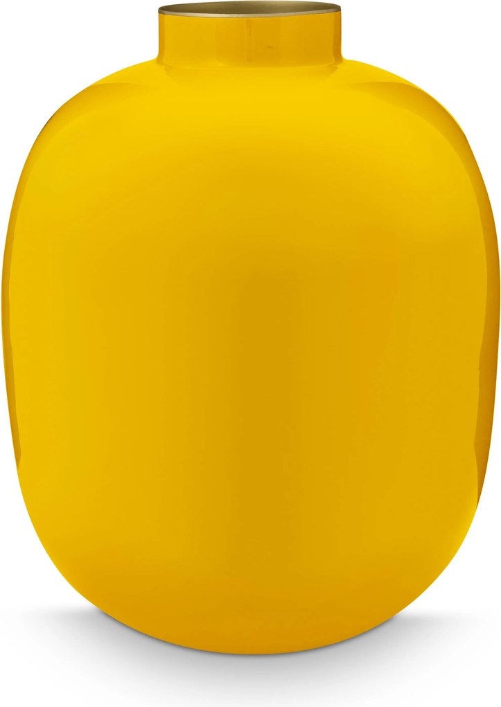 Pip Studio velká kovová váza 32cm, tmavě žlutá (Velká kovová váza v tmavě žluté barvě)