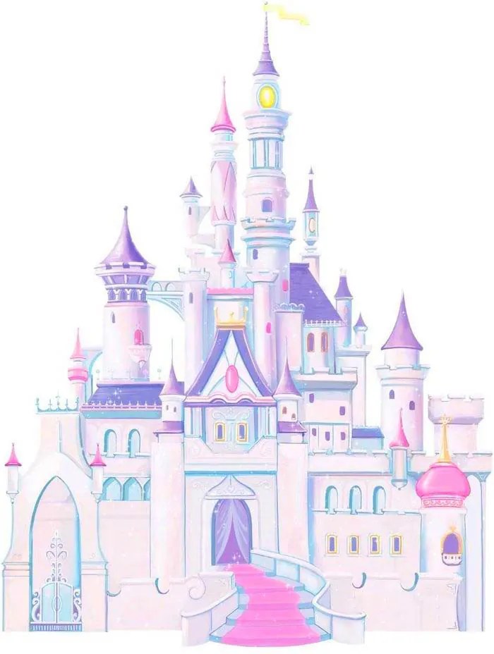 RoomMates Samolepka na zeď Zámek Disney Princess princezny třpytivá 81x107 cm