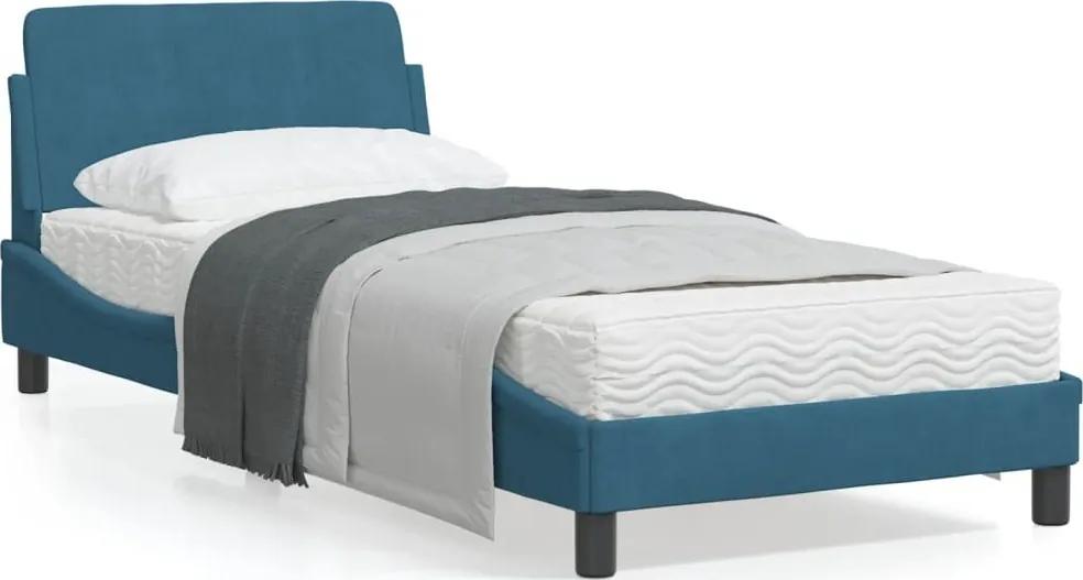 vidaXL Rám postele s čelem 90 x 200 cm samet [373117] Barva: Modrá