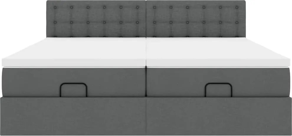Osmanský rám postele s matrací tmavě šedá 160x200cm textil 3312030