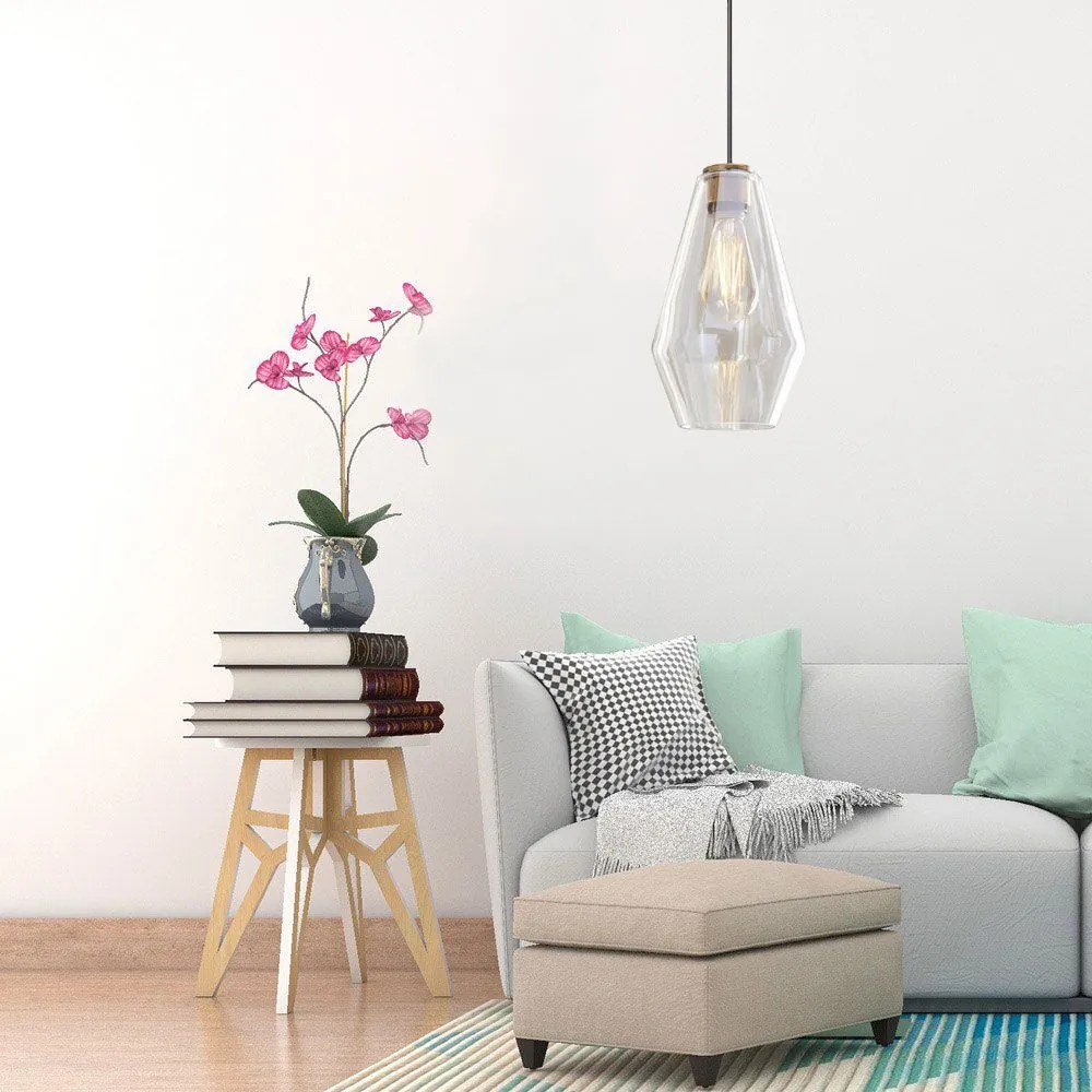 Toolight - skleněná závěsná svítilna E27 60W APP438-1CP, OSW-00568
