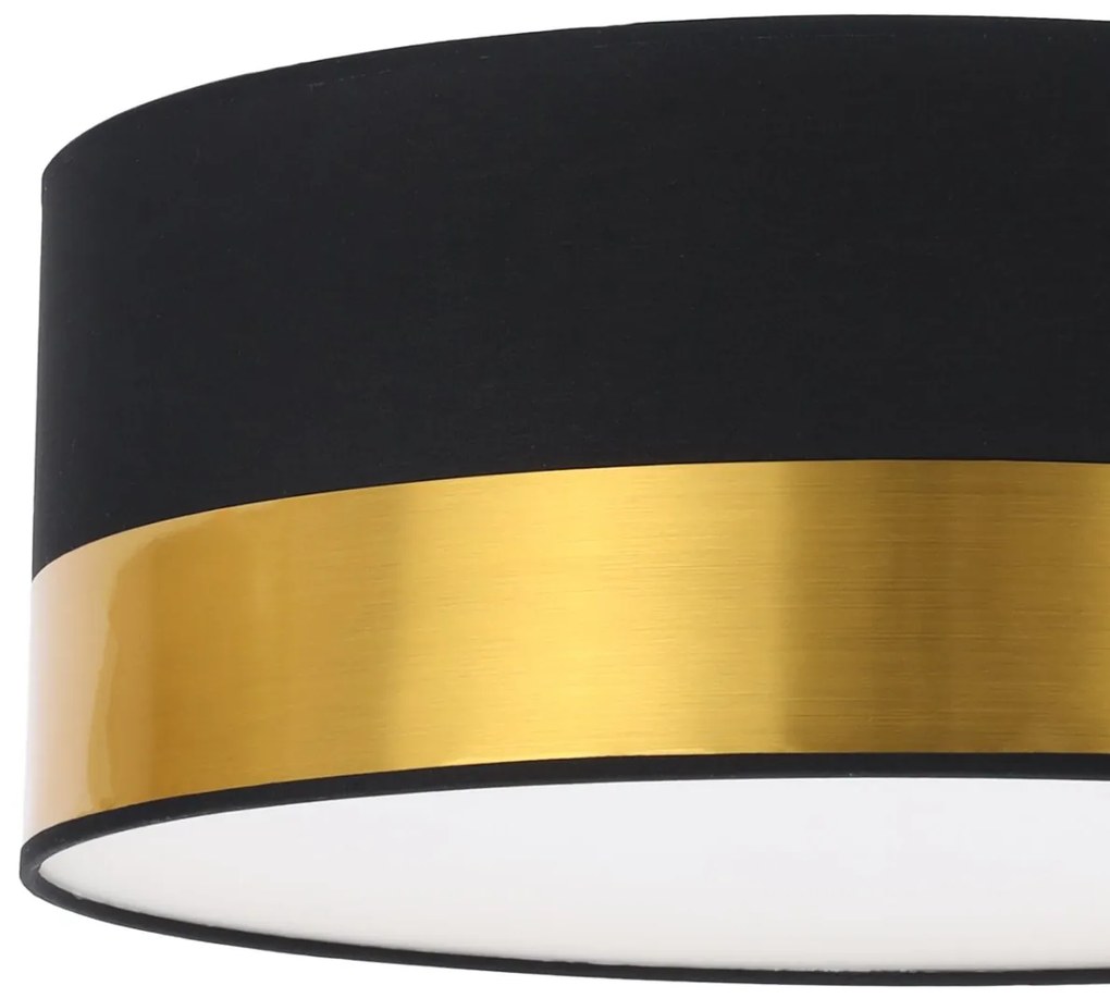 Stropní svítidlo Elegance, 1x zlaté/černé textilní stínítko, (bílé plexisklo), (fi 40cm)