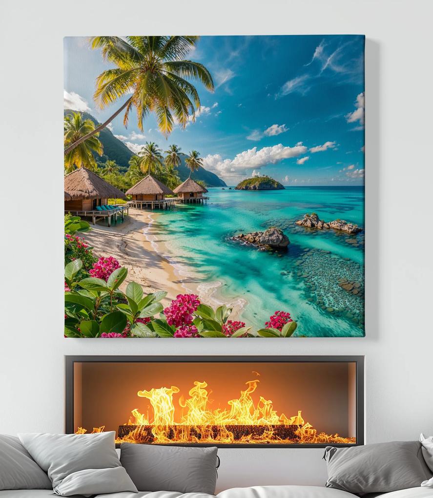 Obraz na plátně - Tropický resort Heaven Lagoon FeelHappy.cz Velikost obrazu: 120 x 120 cm