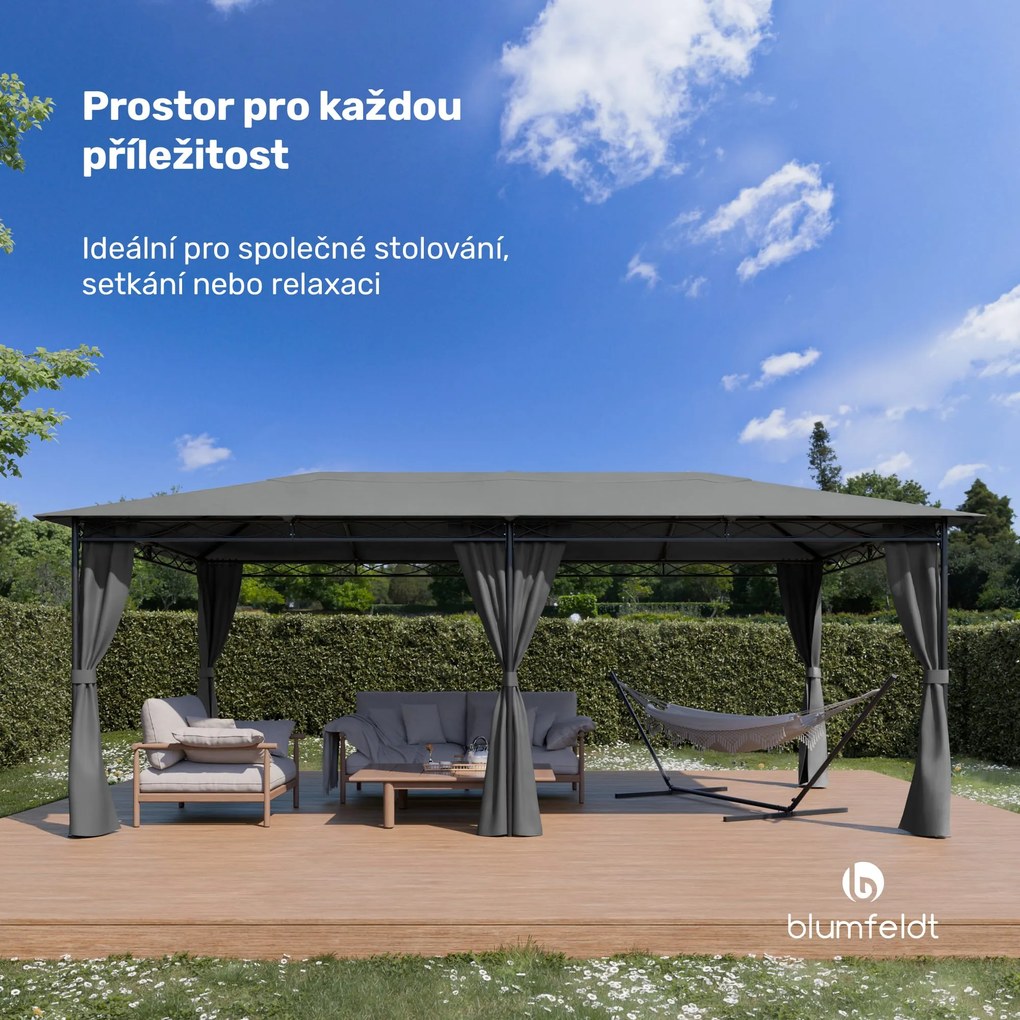 Blumfeldt Mondo 3x6 altán s kovovým rámem a 4 bočními stěnami