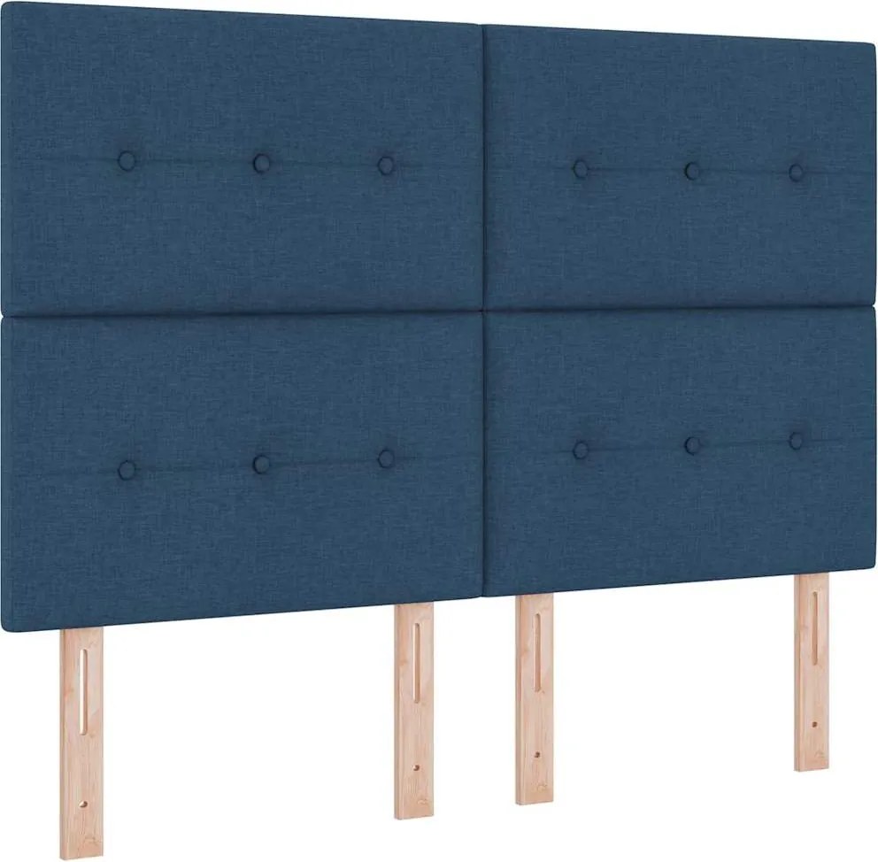 Postel s boxspringem s čelo Modrá 140 x 190 cm textil 3344071