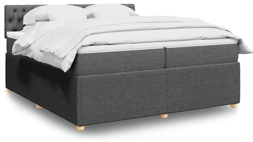 Box spring postel s matrací tmavě šedá 200x200 cm textil