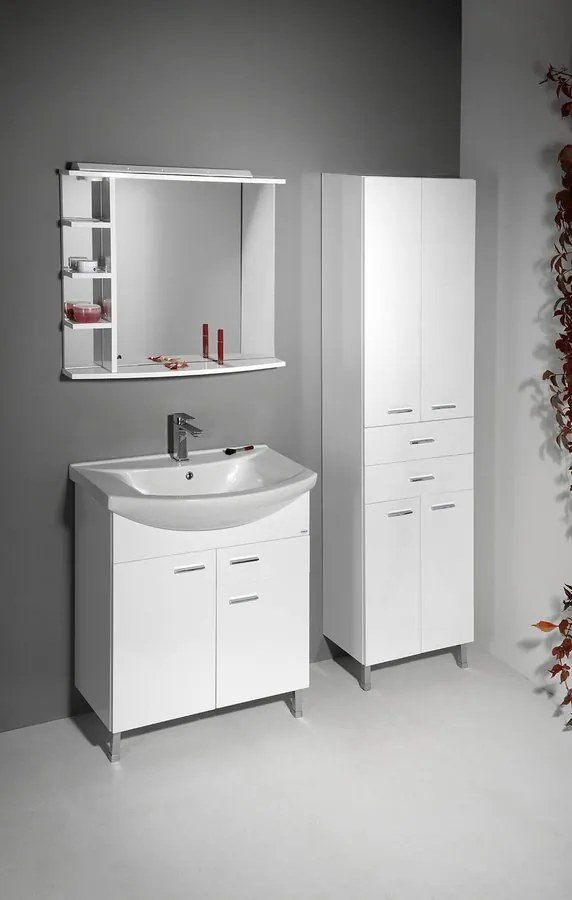 Aqualine Aqualine, ZOJA/KERAMIA FRESH skříňka vysoká 50x184x29cm, bílá, zásuvky, 51291