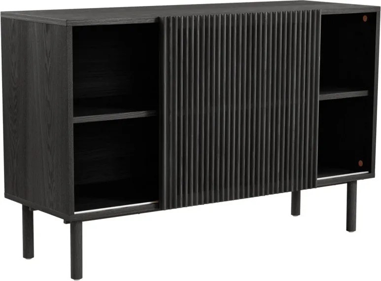 Černá skříňka v dekoru jasanu s posuvnými dveřmi 124x80x45 cm Sion – Jotex