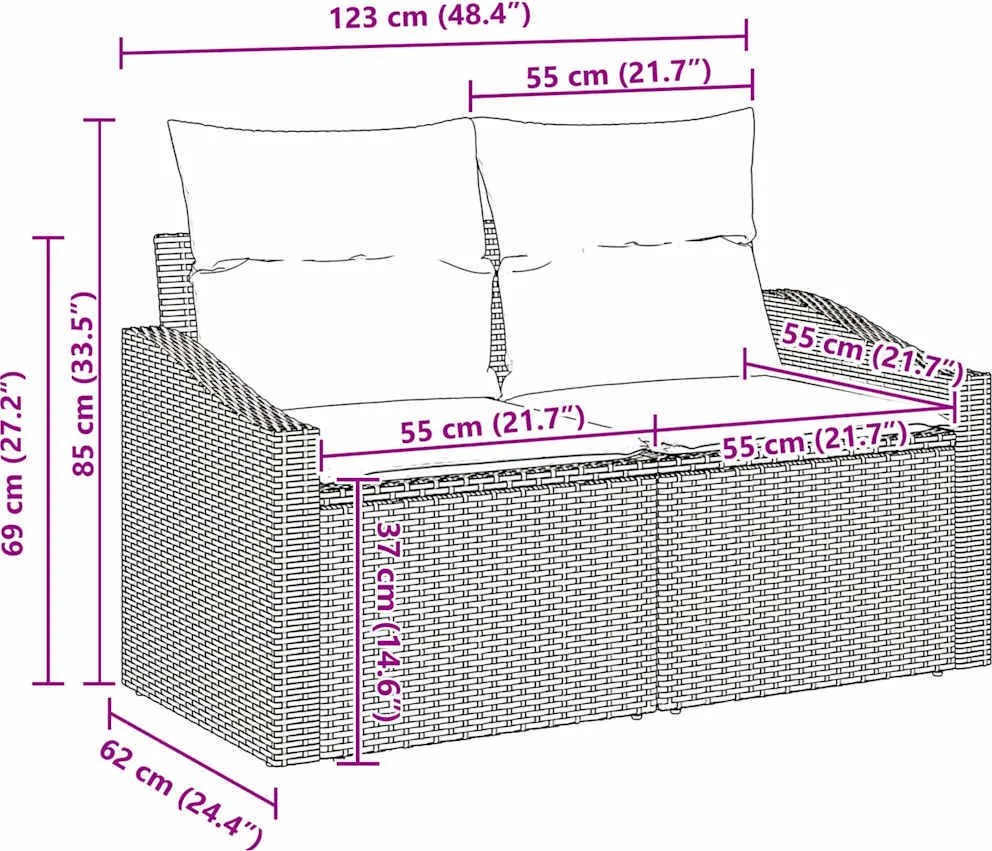 vidaXL Sada zahradních pohovek s polštářem s úložištěm 7 pcs Šedá [3357752]