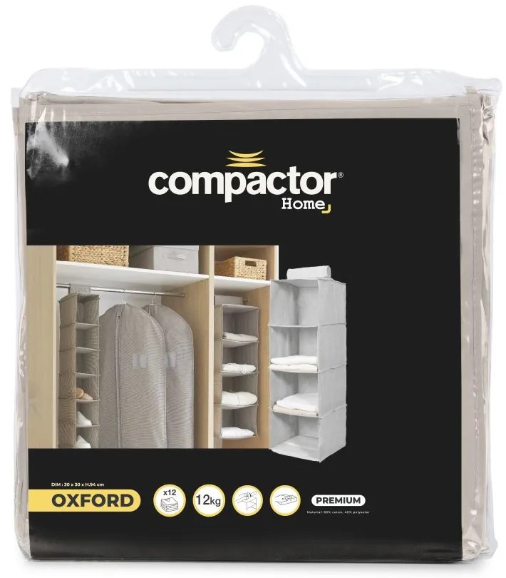 Závěsný organizér na oblečení Compactor OXFORD 30 x 30 x 94 cm – 4 police