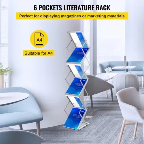 stojan na literaturu, 6 kapes, vyskakovací hliníkový stojan na časopisy