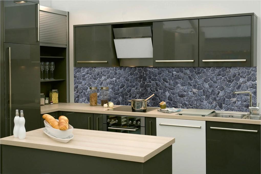 DIMEX | Fototapeta do kuchyně Černá kamenná zeď KI-260-252 | 260 x 60 cm | černá, šedá