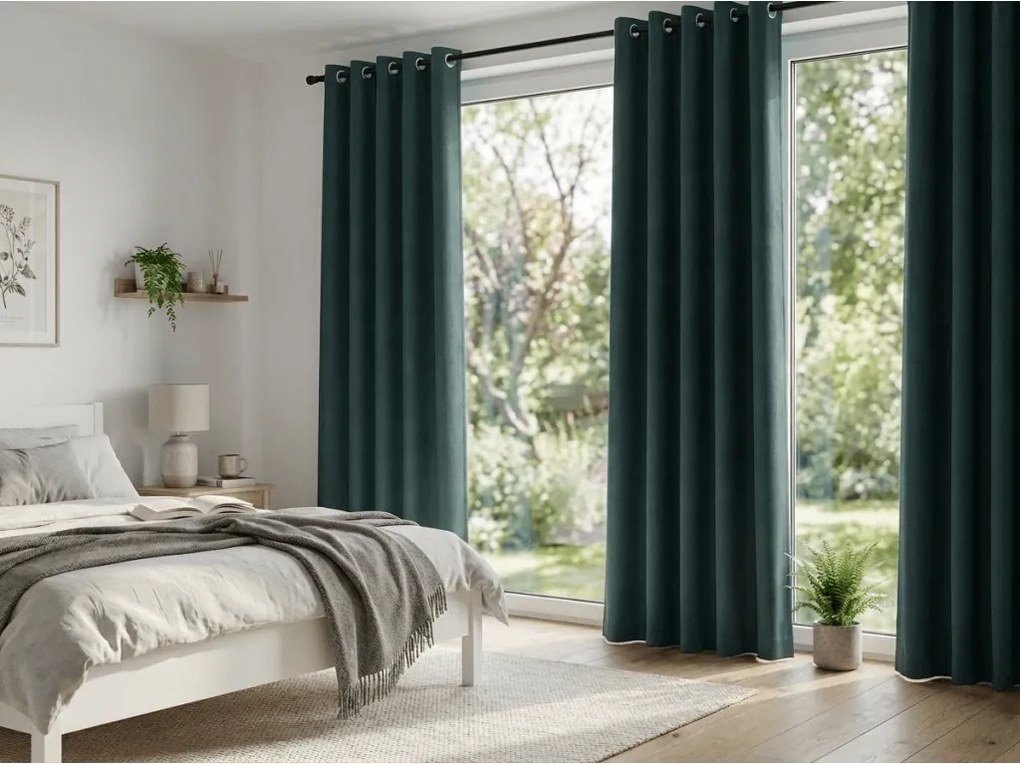 Modrozelený závěs OXFORD 140x250 cm Zavěšení: Řasící páska