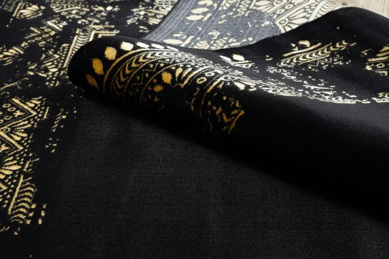 Dywany Łuszczów, AKCE: 200x290 cm Kusový koberec Gloss 408C 86 glamour black/gold, černá, chodba / předsíň