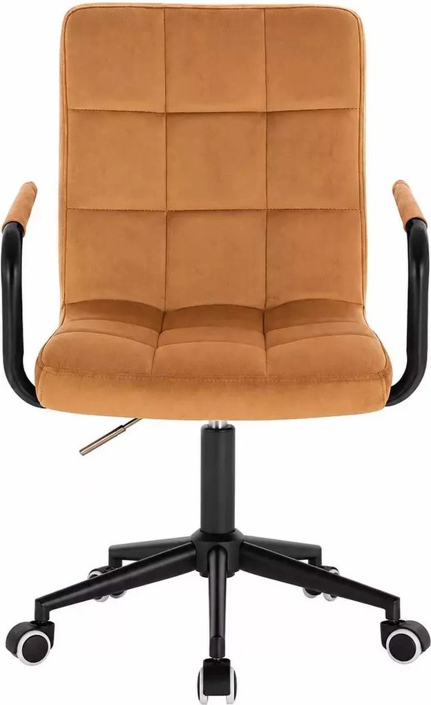 LuxuryForm DESIGN Otočná židle VERONA BLACK VELUR na černé podstavě s kolečky - medová
