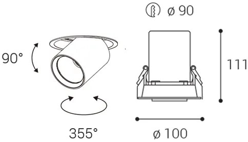 Led2 Zápustné LED svítidlo HIDE Barva: Černá, Stmívání, řízení: Casambi, Chromatičnost: 4000K