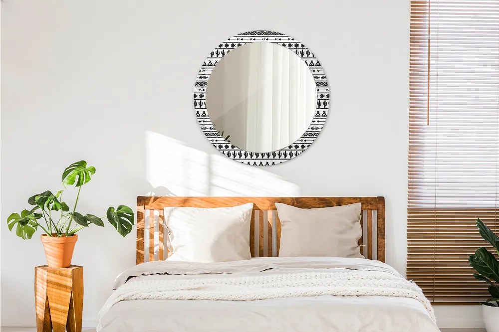 Kulaté dekorativní zrcadlo Boho minimalista fi 80 cm