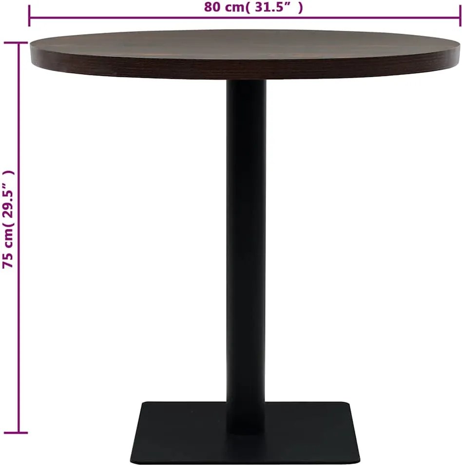 Bistro stůl MDF a ocel kulatý 80 x 75 cm 245610