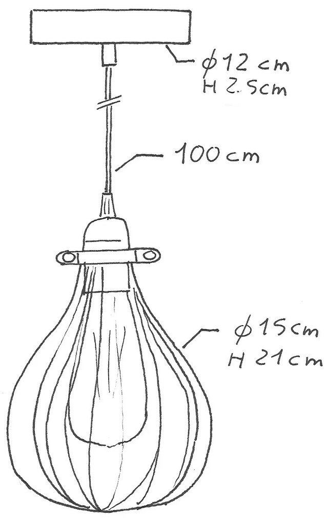 creative cables Závěsná lampa s textilním kabelem, stínidlovým rámem kapka a kovovými detaily Barva: Černá