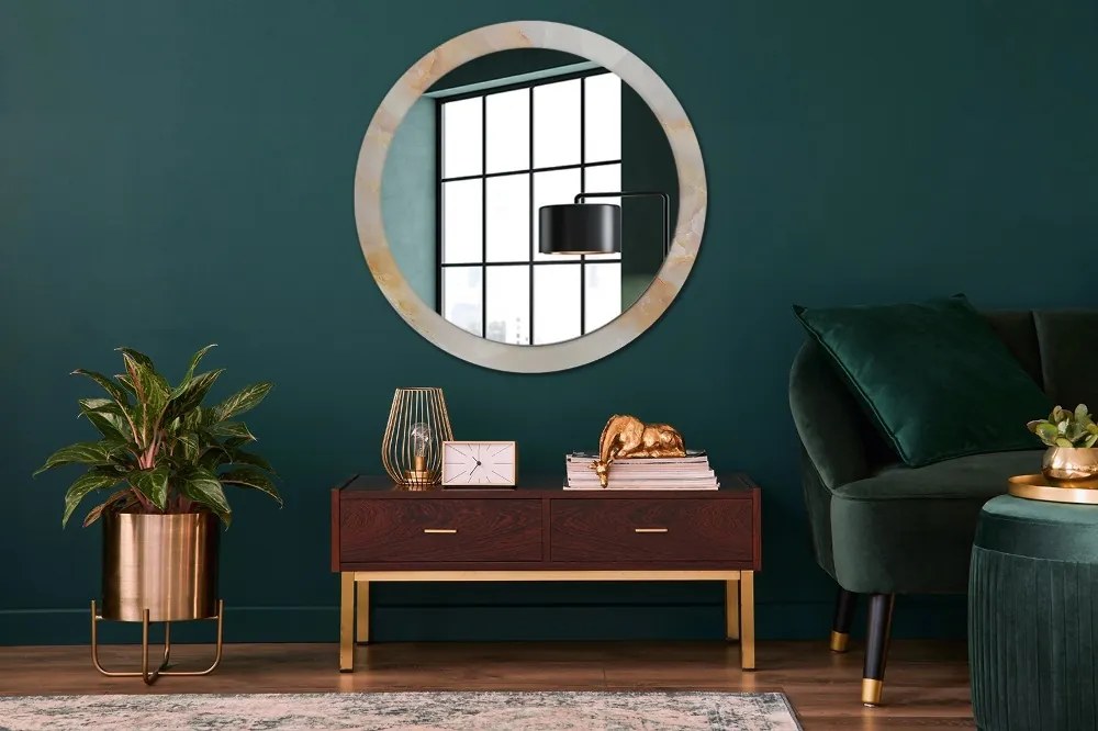 Kulaté zrcadlo s dekorem Mramor onyx fi 90 cm