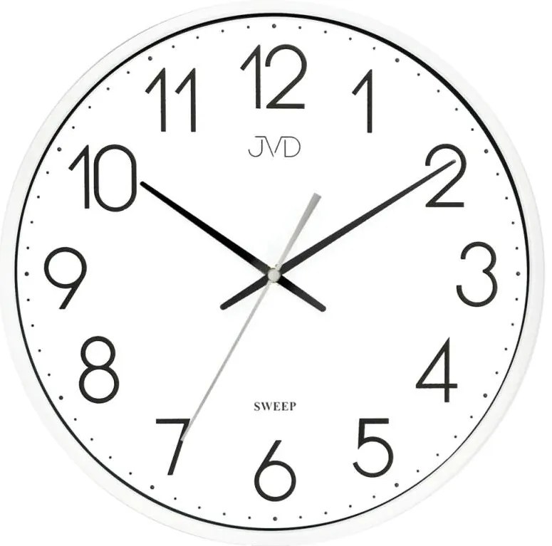 JVD Bílé nástěnné tiché netikající hodiny JVD HX8016.1