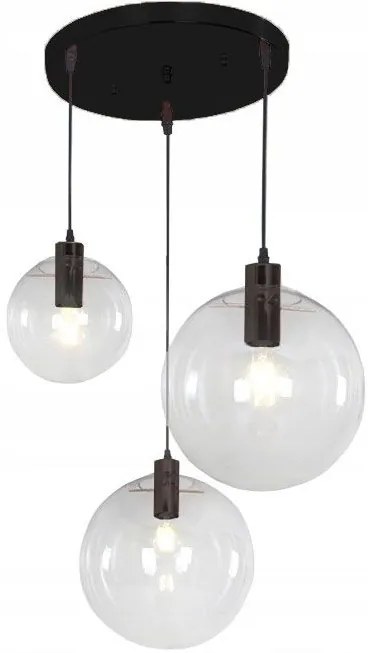 Toolight Závěsné skleněné stropní svítidlo Lassi Black 20 + 25 + 30 cm