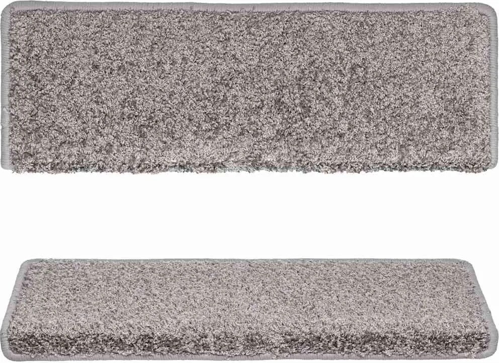 Schodové rohože 15 ks 65 x 21 x 4 cm šedé s obdélníkovým okrajem 134575