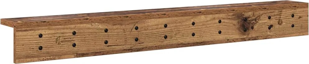věšák, nástěnný, s poličkou, kompozitní dřevo, 10,5x100x10,5 cm, staré dřevo, Dekorino TK20260046